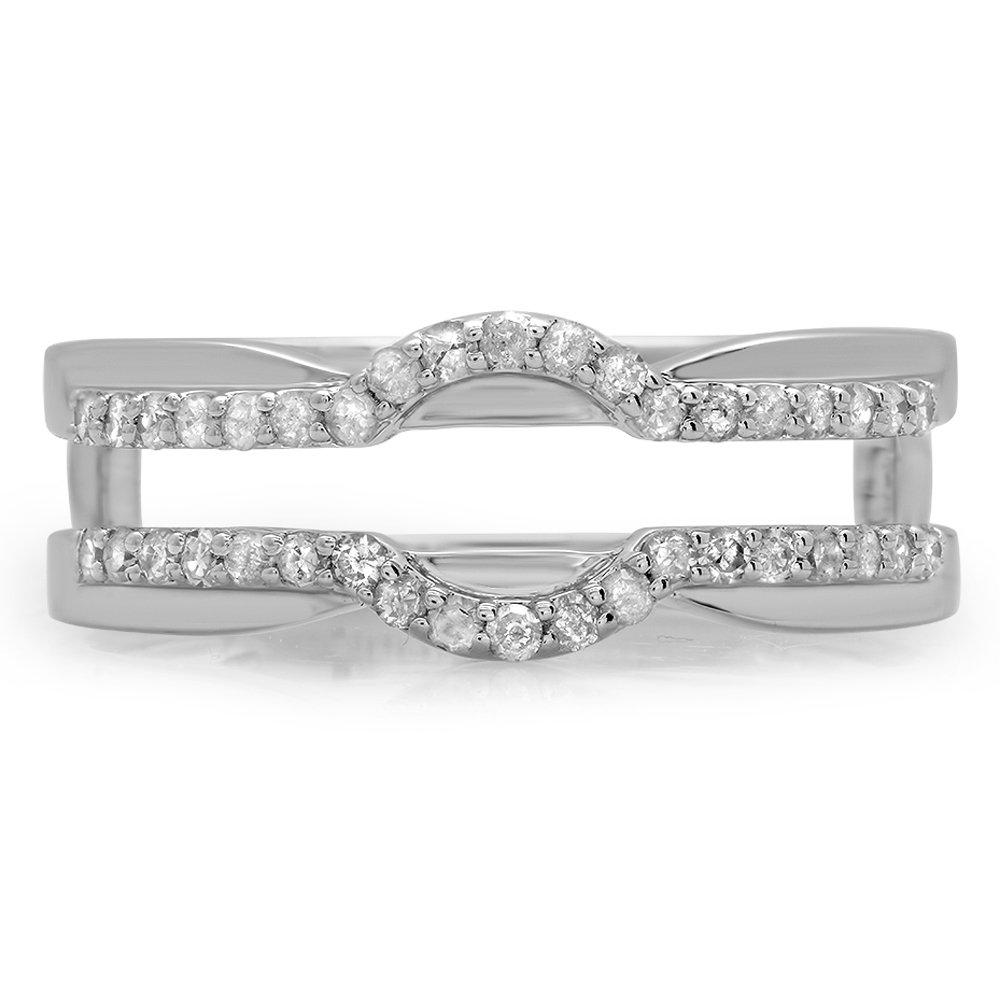 Dazzlingrock Collection 0.28 Carat (ctw) Round Diamond Wedding Band Enhancer Double Ring 1/4 CT, 14K White Gold, Size 7