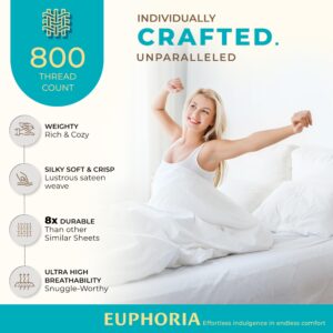 THREAD SPREAD 100% Egyptian Cotton Sheets King Size - 800 High Thread Count Sheets King, 4 PC White Luxury Hotel King Size Sheets Set, 16" Deep Pocket Sateen Weave Extra Soft Cooling Bed Sheet Sets