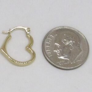 14K Gold Heart Shaped Hoop Earrings (2mm thick), 16-20mm. (16mm Yellow Gold)