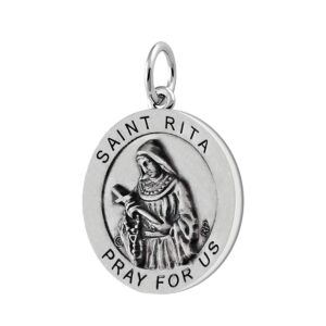 US Jewels Ladies 925 Sterling Silver Saint Rita Medal Pendant, 18.5mm