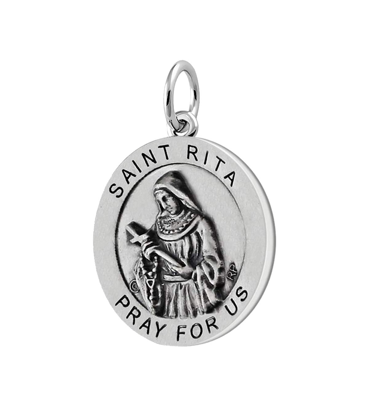 US Jewels Ladies 925 Sterling Silver Saint Rita Medal Pendant, 18.5mm