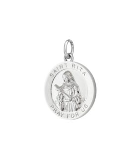 us jewels new polished 3/4in 0.925 sterling silver saint st rita round medal pendant