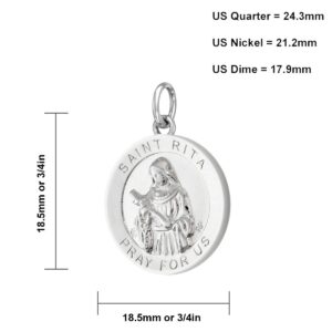 US Jewels New Polished 3/4in 0.925 Sterling Silver Saint St Rita Round Medal Pendant