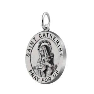 us jewels ladies 925 sterling silver saint catherine medal pendant, 18.5mm