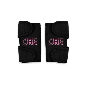 sports research sweet sweat arm trimmers for men & women | increases heat & sweat production to the bicep area | includes mesh carrying bag (pink, medium)