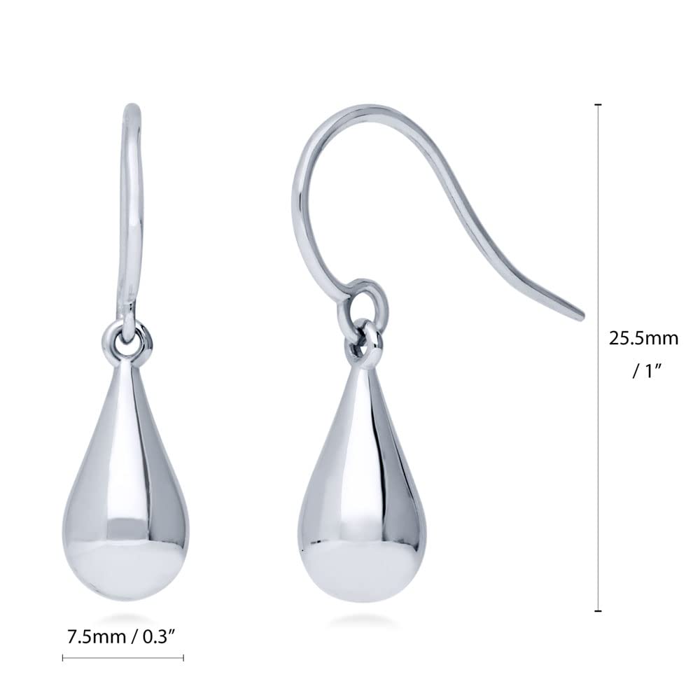 BERRICLE Sterling Silver Fashion Fish Hook Dangle Drop Earrings for Women, Rhodium Plated