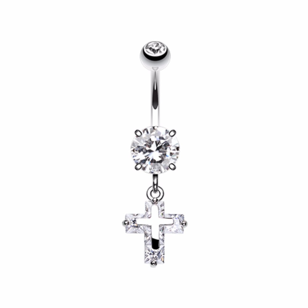 Cross on Cross Sparkle WildKlass Belly Button Ring