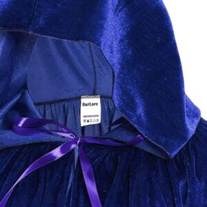 OurLore Unisex Full Length Hooded Robe Cloak Long Velvet Cape Cosplay Costume 59 inch(Blue)