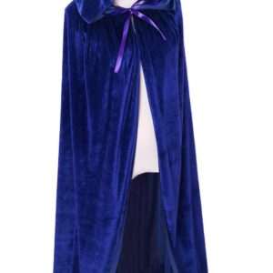 OurLore Unisex Full Length Hooded Robe Cloak Long Velvet Cape Cosplay Costume 59 inch(Blue)