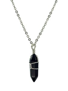 paialco hand wired black onyx crystal point healing chakra pendant necklace