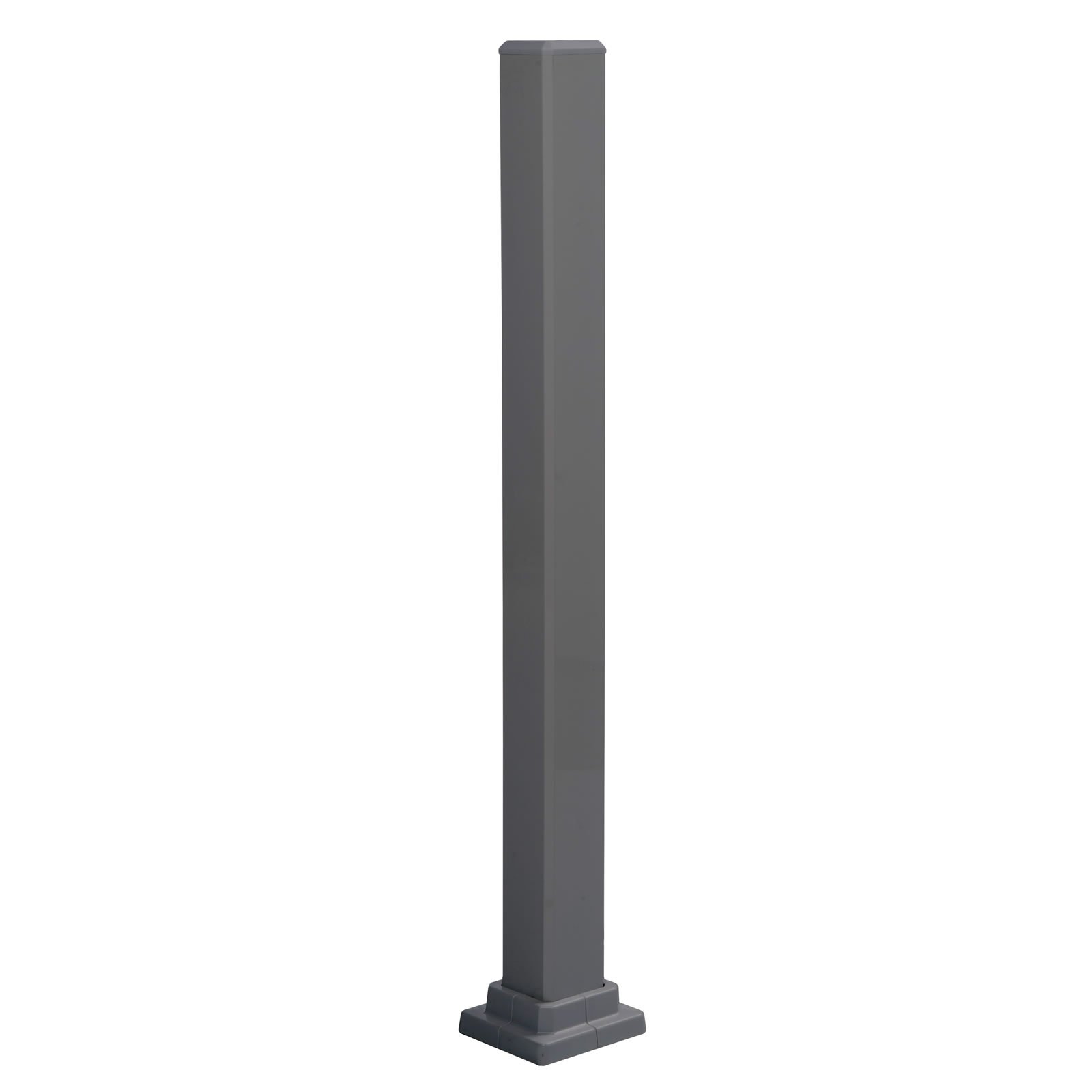 Mounting Post for Promenaid Handrail System, Aluminum, Charcoal Grey, 3"X3" Tube, 5" Square Base Flange, 37" High