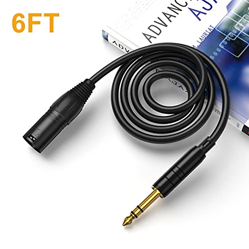 CableCreation 6 Feet TRS 6.35mm (1/4 Inch) Male to XLR Male Cable, Black