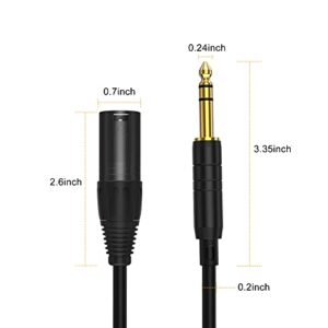 CableCreation 6 Feet TRS 6.35mm (1/4 Inch) Male to XLR Male Cable, Black