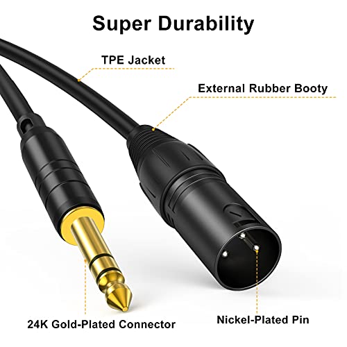 CableCreation 6 Feet TRS 6.35mm (1/4 Inch) Male to XLR Male Cable, Black