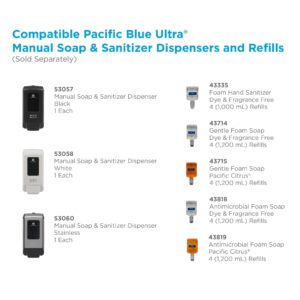 Pacific Blue Ultra Wall-Mounted Manual Dispenser for Foaming Hand Soap and Hand Sanitizer by GP PRO (Georgia-Pacific) White 53058 11.5" W x 5.6" D by 4.4" H