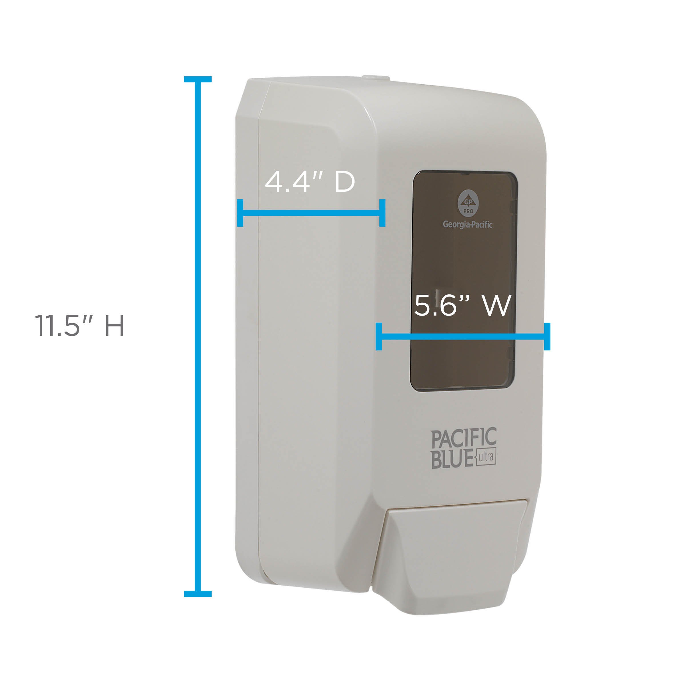 Pacific Blue Ultra Wall-Mounted Manual Dispenser for Foaming Hand Soap and Hand Sanitizer by GP PRO (Georgia-Pacific) White 53058 11.5" W x 5.6" D by 4.4" H