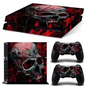 gam3gear vinyl sticker pattern decals skin for ps4 console & controller (not for ps4 slim / ps4 pro) - black red skull