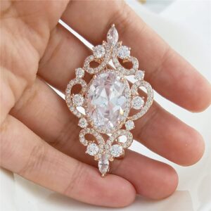 SELOVO Sparkle Vintage Bridal Pin Brooch for Wedding Cubic Zirconia