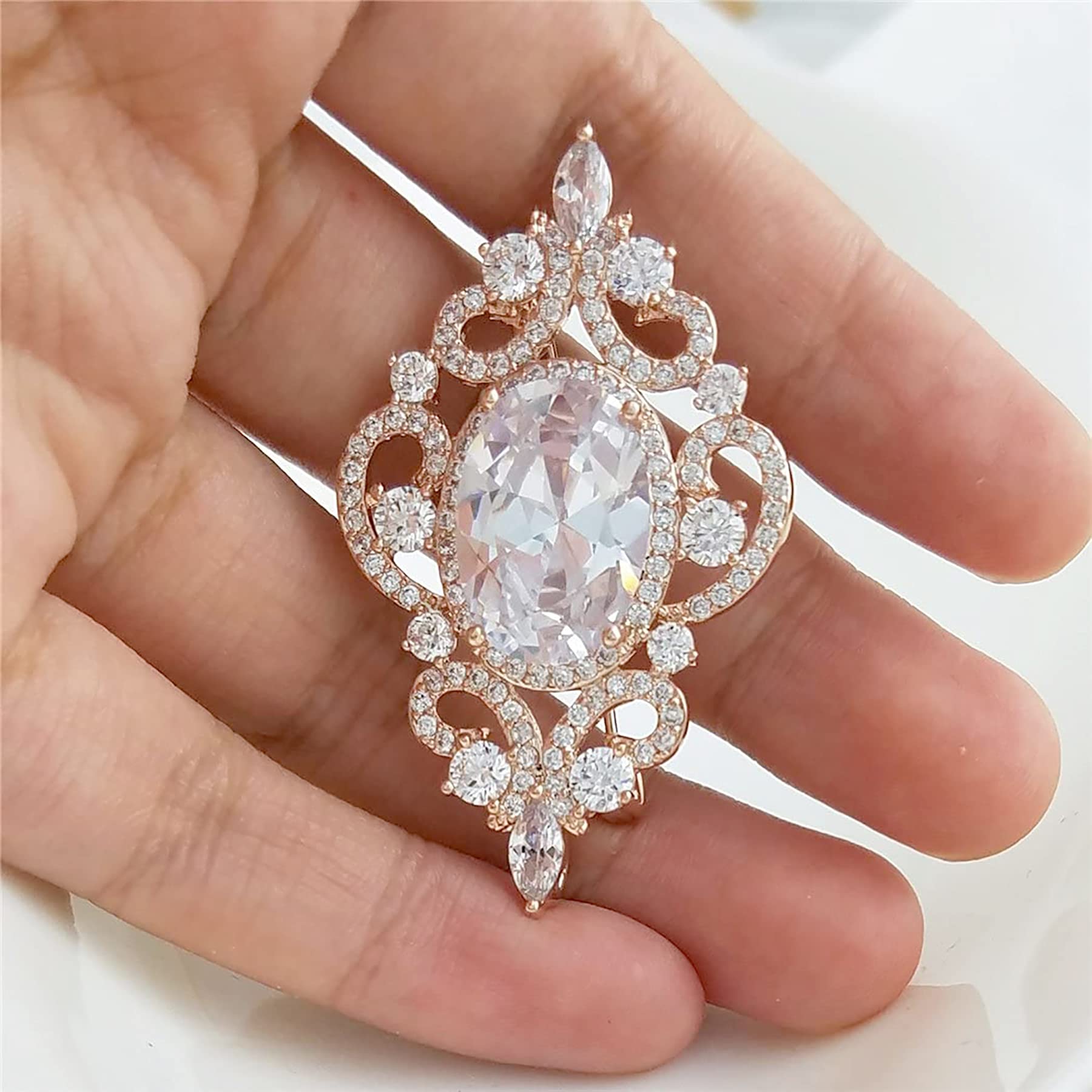 SELOVO Sparkle Vintage Bridal Pin Brooch for Wedding Cubic Zirconia