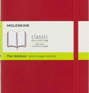 Moleskine Classic Notebook, Soft Cover, Large (5" x 8.25") Plain/Blank, Scarlet Red, 192 Pages