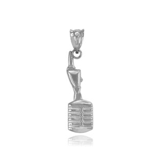 fine 925 sterling silver studio mic microphone charm pendant