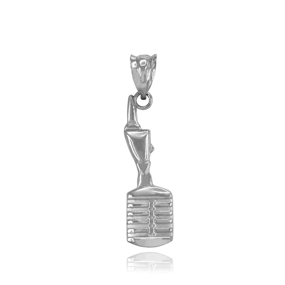 Fine 925 Sterling Silver Studio Mic Microphone Charm Pendant