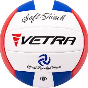 VETRA Premium Soft Touch Volleyball-Official Size 5 for Indoor/Outdoor/Gym/Beach Games - Durable Stitching, PVC Cover & Soft Grip Technology-Ideal for Adults, Girls, Beginners and Gifts