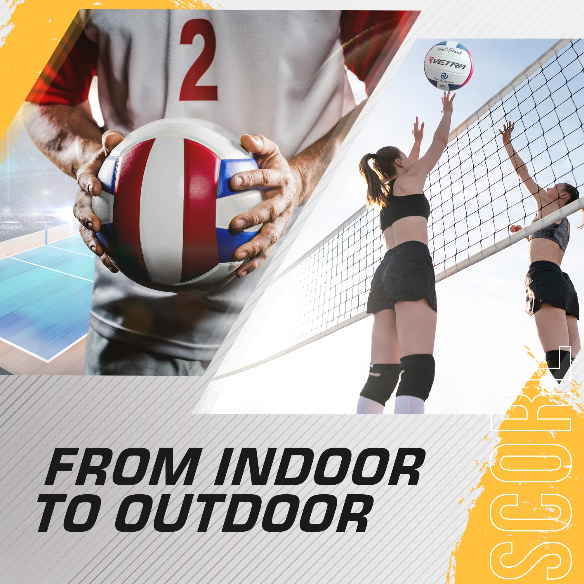 VETRA Premium Soft Touch Volleyball-Official Size 5 for Indoor/Outdoor/Gym/Beach Games - Durable Stitching, PVC Cover & Soft Grip Technology-Ideal for Adults, Girls, Beginners and Gifts