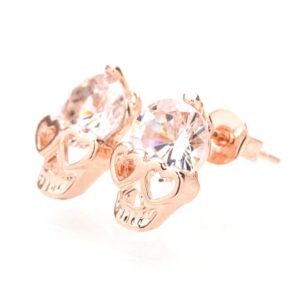 zittop rose gold women tone crystal diamond skull pierced stud earrings jewelry