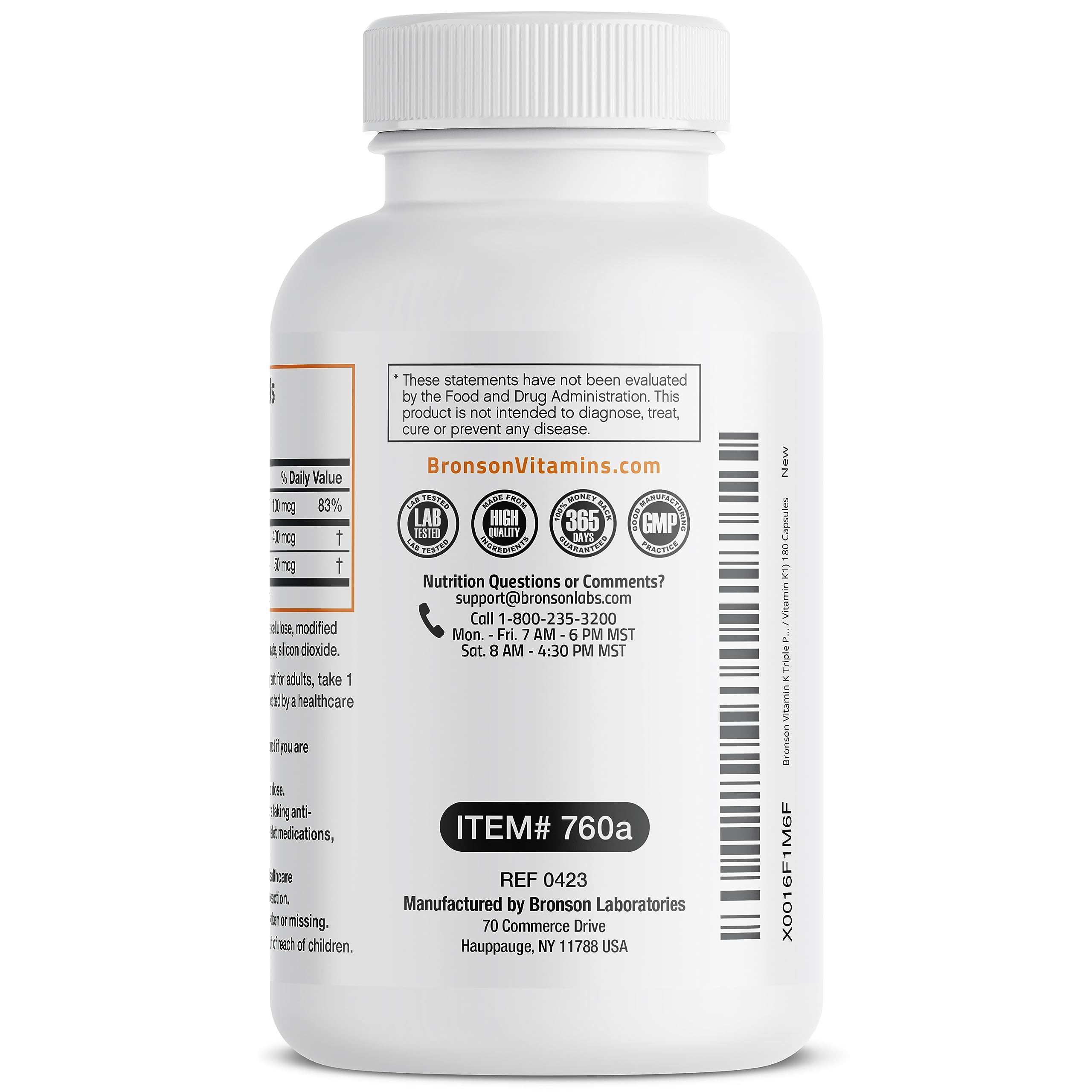 Vitamin K Triple Play (Vitamin K2 MK7 / Vitamin K2 MK4 / Vitamin K1) Full Spectrum Complex Vitamin K Supplement, 180 Capsules