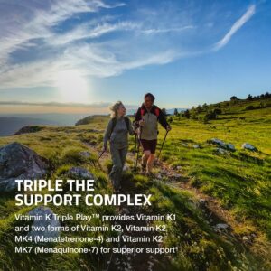 Vitamin K Triple Play (Vitamin K2 MK7 / Vitamin K2 MK4 / Vitamin K1) Full Spectrum Complex Vitamin K Supplement, 180 Capsules