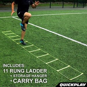 QuickPlay PRO No Tangle Agility Ladder with Quick Lock Adjustable Flat Rungs + Carry Bag (11-Rung) Multi-Sport Speed Ladder/Training Ladder