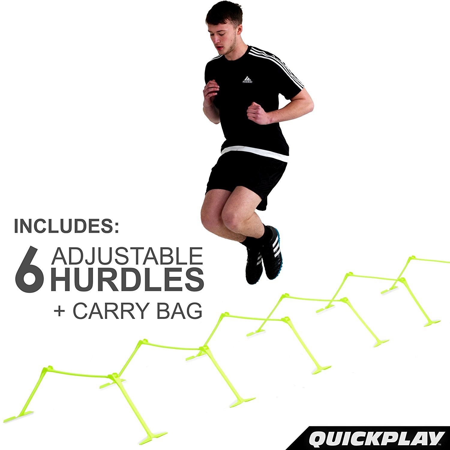 QUICKPLAY PRO Adjustable Height: 6", 9" + 12" The Original All-in-One Speed Hurdles (Set of 6) Speed Training Hurdles, Agility Hurdles and Plyometric Hurdles Patented