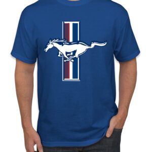 Ford Mustang Retro USA Vintage Logo Classic Bar Cars and Trucks Men's Graphic T-Shirt, Royal, Medium