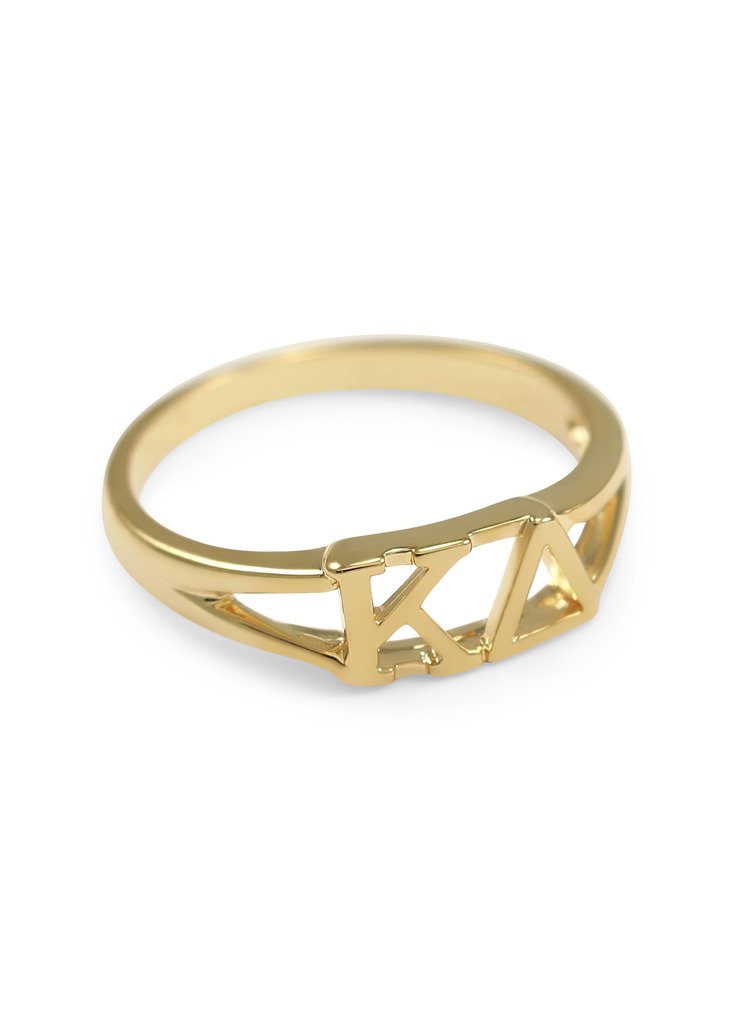 The Collegiate Standard Kappa Delta 14k Gold Plated Sorority Ring with Greek letters