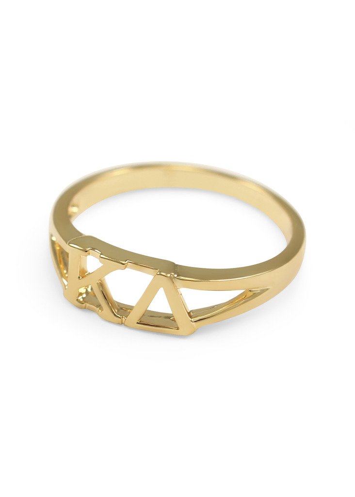 The Collegiate Standard Kappa Delta 14k Gold Plated Sorority Ring with Greek letters