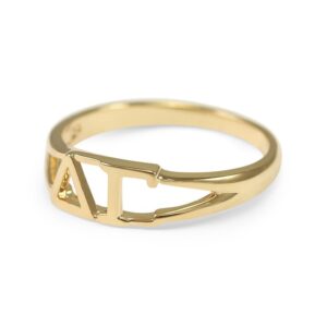 The Collegiate Standard Delta Gamma 14k Gold Plated Sorority Ring with Greek letters