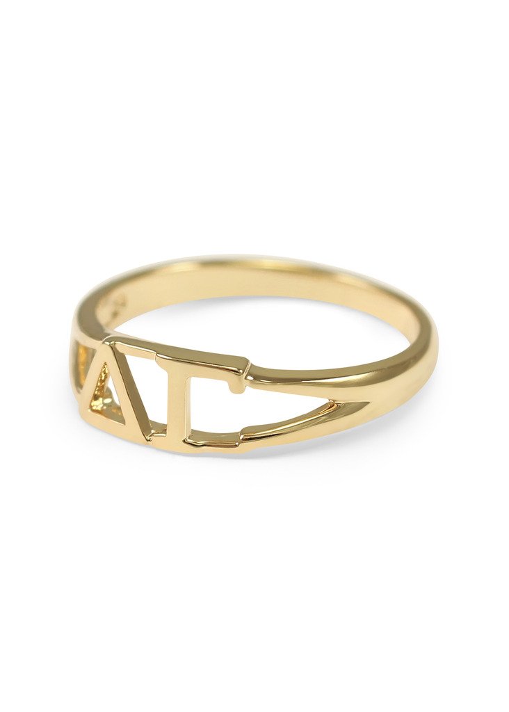 The Collegiate Standard Delta Gamma 14k Gold Plated Sorority Ring with Greek letters