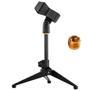 universal desktop microphone stand adjustable mic tabletop stand with spring-loaded microphone clip such as sm57 sm58 sm86 sm87