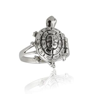 fashionjunkie4life sterling silver turtle ring | size 7 poison ring with secret compartment | poison pillbox turtle ring for women & men