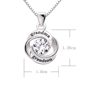 ALOV Jewelry Sterling Silver grandma and grandson Love Heart Cubic Zirconia Pendant Necklace