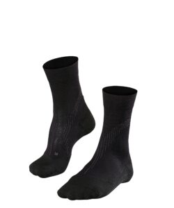 falke men's stabilizing cool running socks, mid calf, medium cushion, high support, breathable quick dry, lyocell, black (black 3000), 9-10, 1 pair