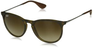 ray-ban women's rb4171 erika round sunglasses, tortoise, 54 mm