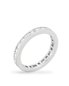 kate bissett genuine rhodium plated eternity band with alternating baguette and round cut cz channel set size 7