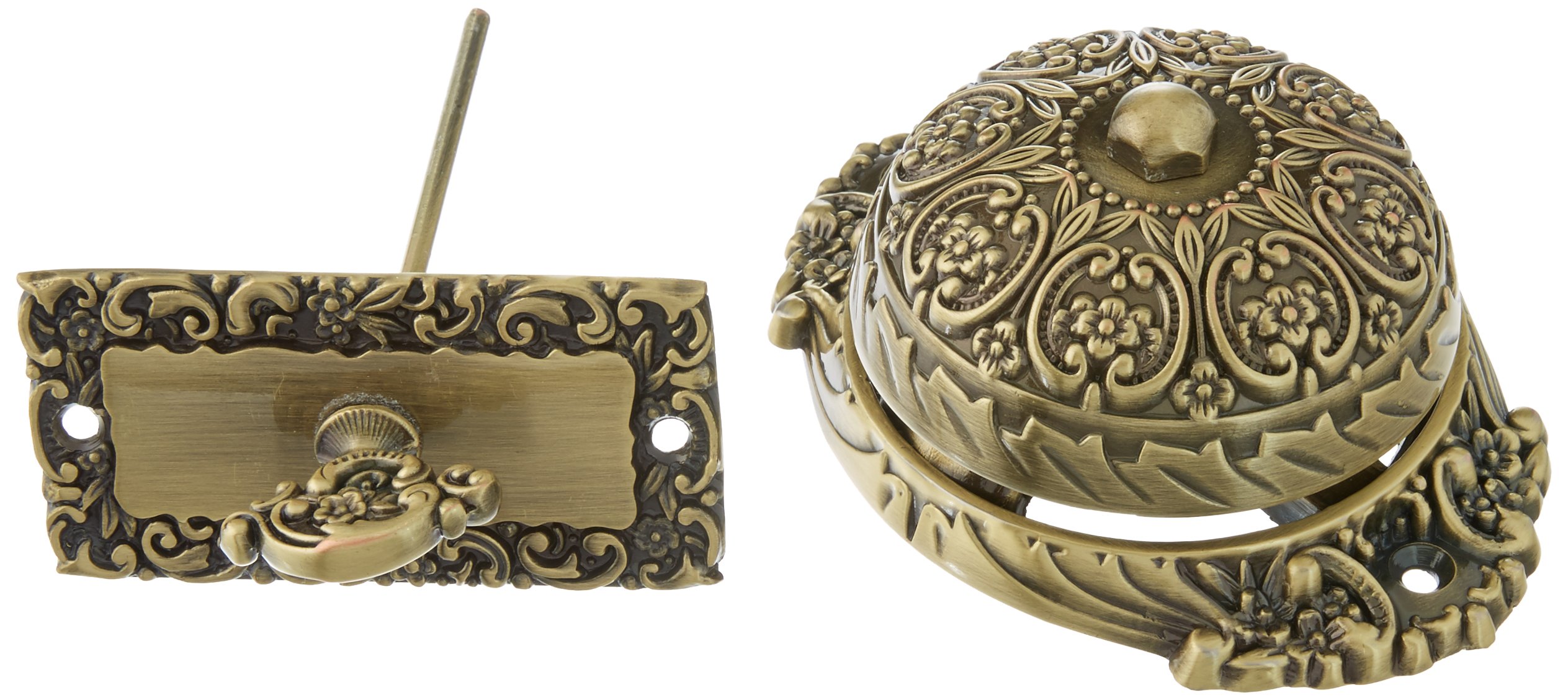 idh by St. Simons 18055-005 Ornate Premium Quality Solid Twist Bell with Key Plate, Antique Brass