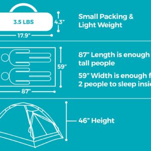 Alvantor Camping Tents Outdoor Travelite Backpacking Light-Weight Family Dome Tent 2 Person 2 Season Hiking Fishing Instant Portable Shelter Gift Easy Set-Up 86"*59"*46"