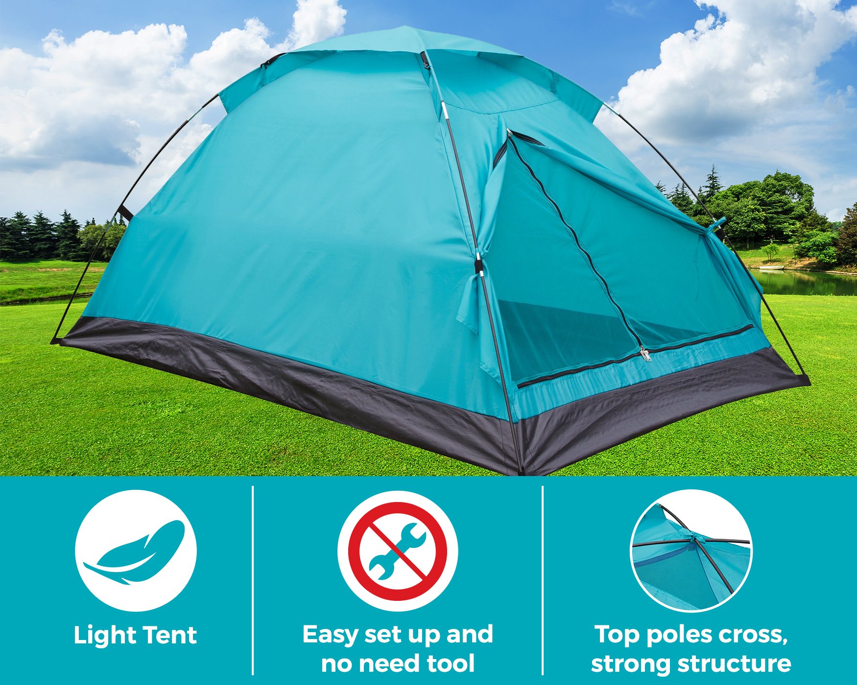 Alvantor Camping Tents Outdoor Travelite Backpacking Light-Weight Family Dome Tent 2 Person 2 Season Hiking Fishing Instant Portable Shelter Gift Easy Set-Up 86"*59"*46"