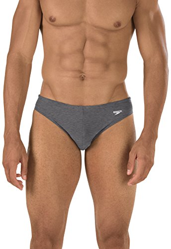 Speedo Men's Swimsuit Brief Powerflex Eco Solar, Heather Grey, 38