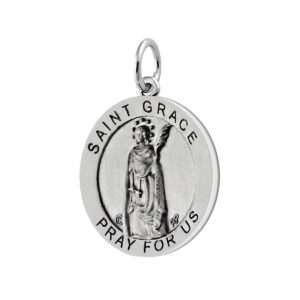 US Jewels Ladies 925 Sterling Silver Saint Grace Medal Pendant, 18.5mm