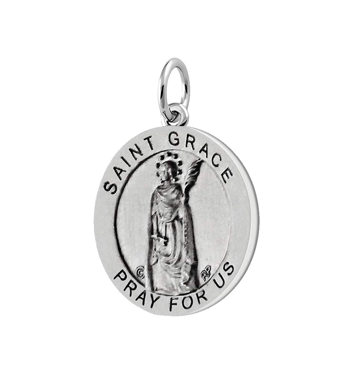 US Jewels Ladies 925 Sterling Silver Saint Grace Medal Pendant, 18.5mm